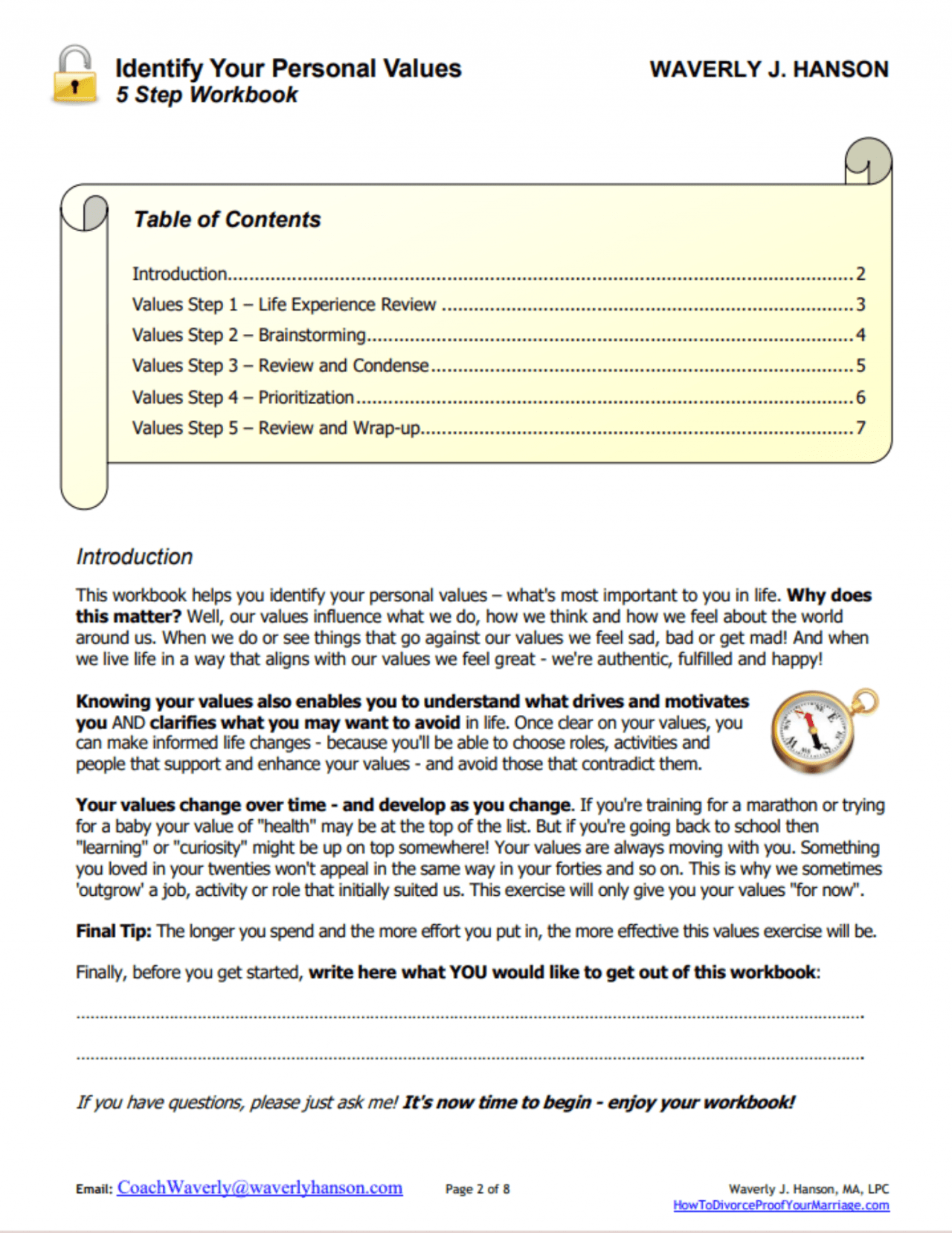 Identify Your Personal Values Workbook - My Marriage Miracle